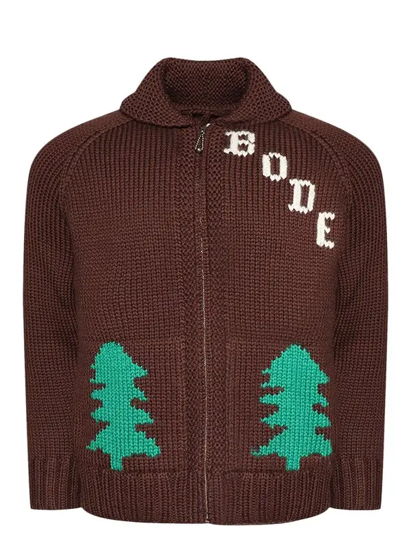 BODE Fir Motif Cardigan - Brown