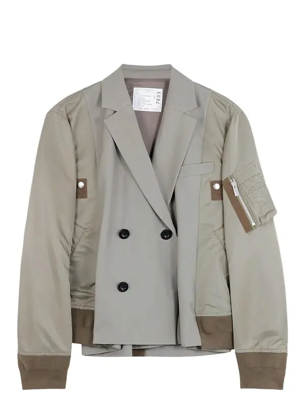 Sacai Suiting X Nylon Twill Jacket - Brown