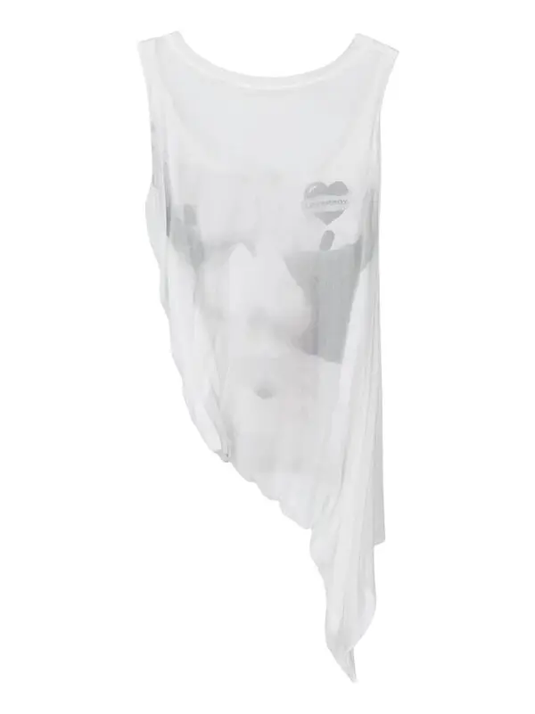 CHARLES JEFFREY Draped Mesh Vest - White
