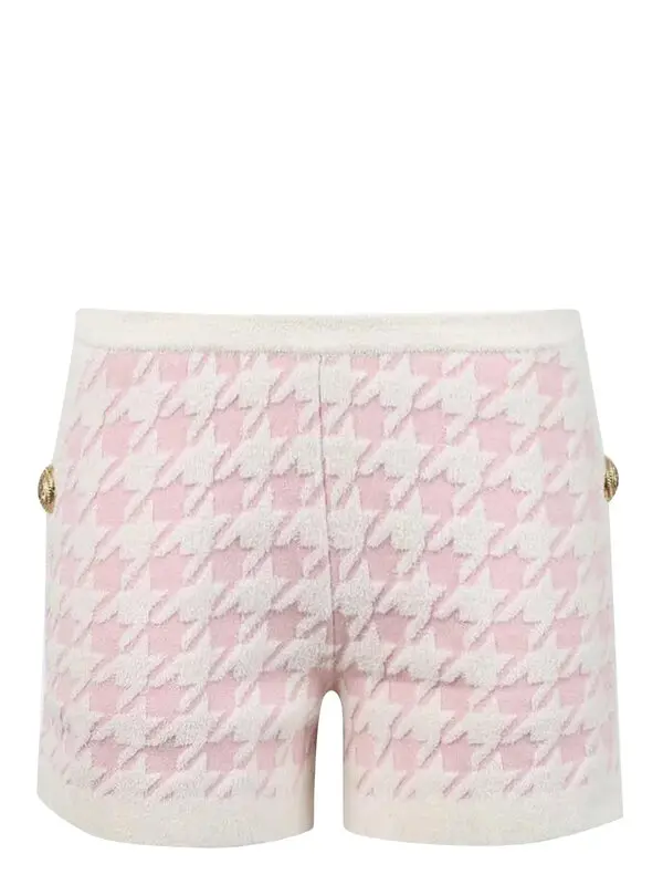 Balmain Houndstooth Tweed Shorts - Pink