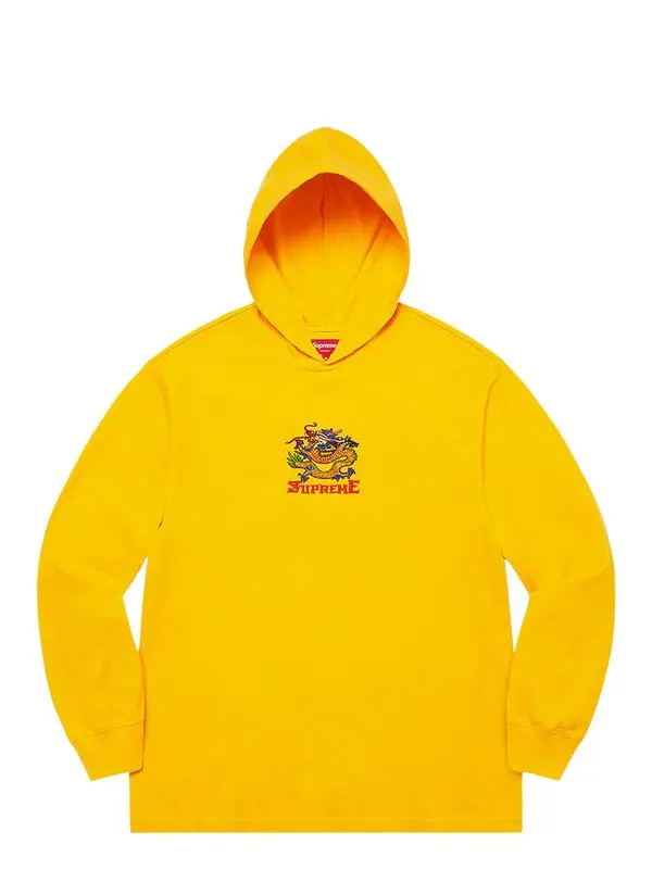 Supreme Dragon Hooded Long-sleeve Top - Gold