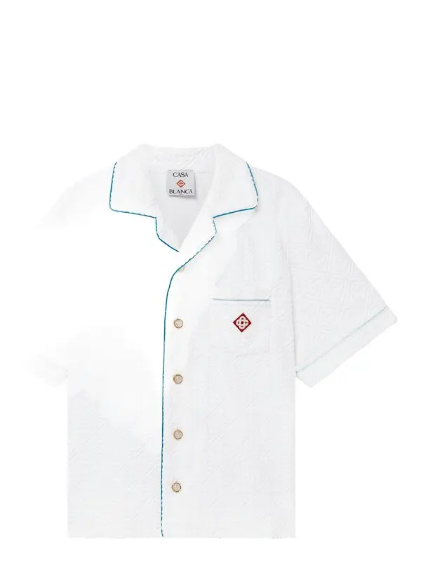 Casablanca Tennis Stripe Towelling Shirt - White