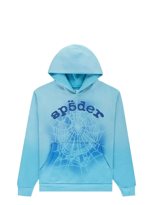 SP5DER Og Web V2 Spray Hoodie - Blue