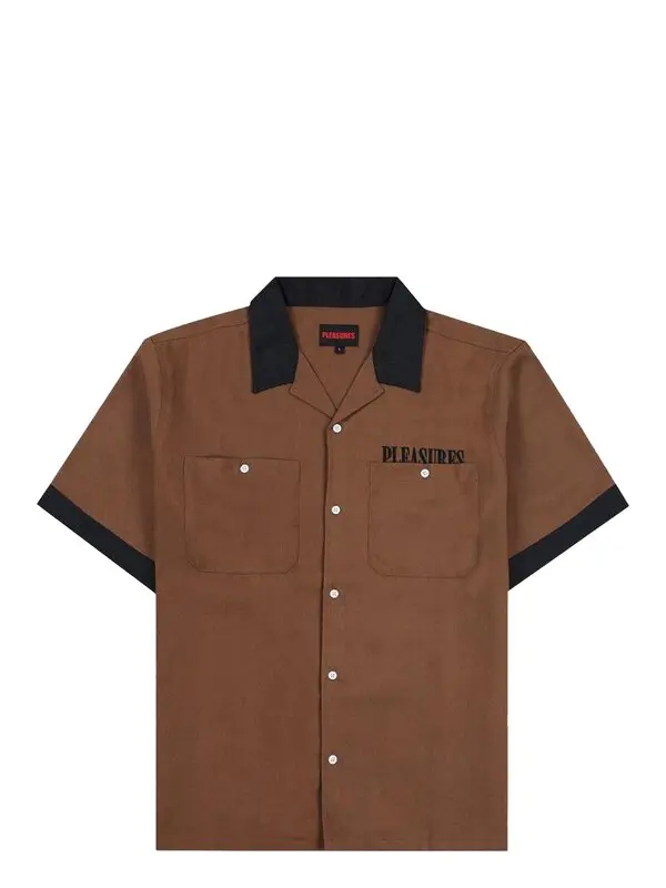 PLEASURES Daisy Bowling Shirt - Brown