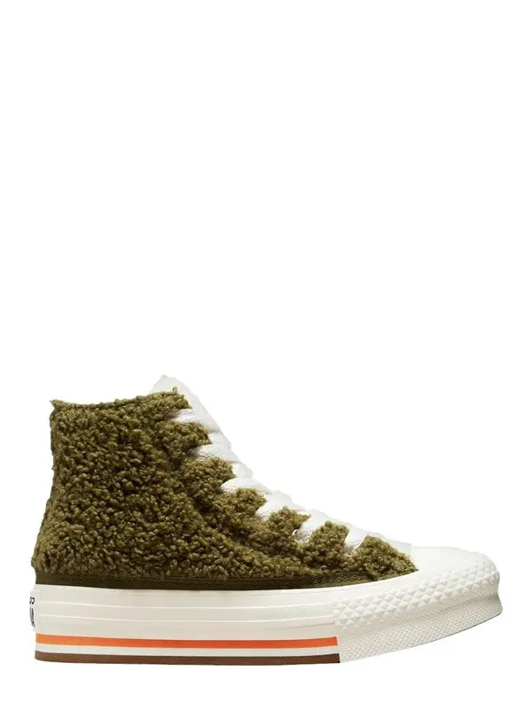 CONVERSE Chuck Taylor All Star Sherpa Platform High Top Sneakers - Green