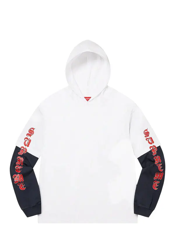 Supreme Layered Hooded Long-sleeve Top - White