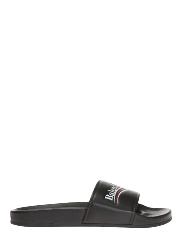 Balenciaga Embossed Logo Slides - Black