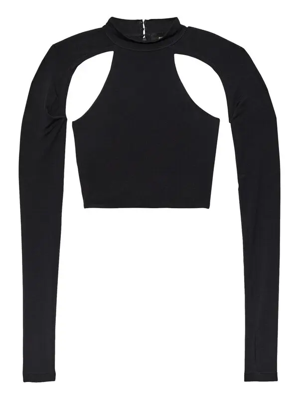 PURPLE BRAND Cut Out Cropped Top - Black