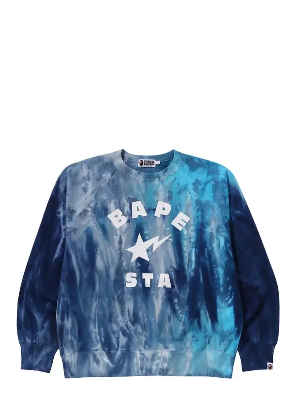 A BATHING APE Ice Dye Relaxed Fit Crewneck - Blue