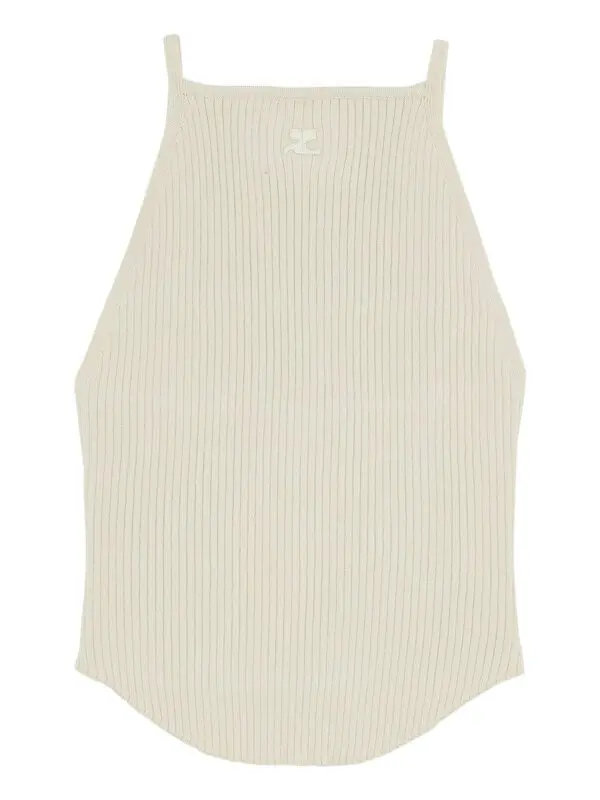 COURREGES Holistic Rib Knit Tank Top - Cream
