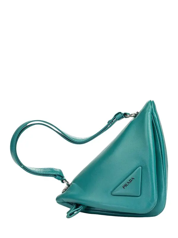 Prada Triangle Convertible Nappa Leather Handbag - Blue
