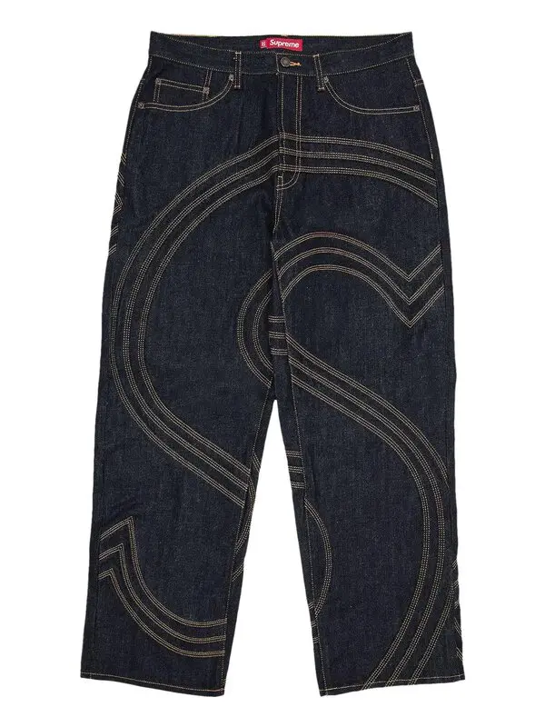 Supreme S Logo Rigid Baggy Jean - Blue