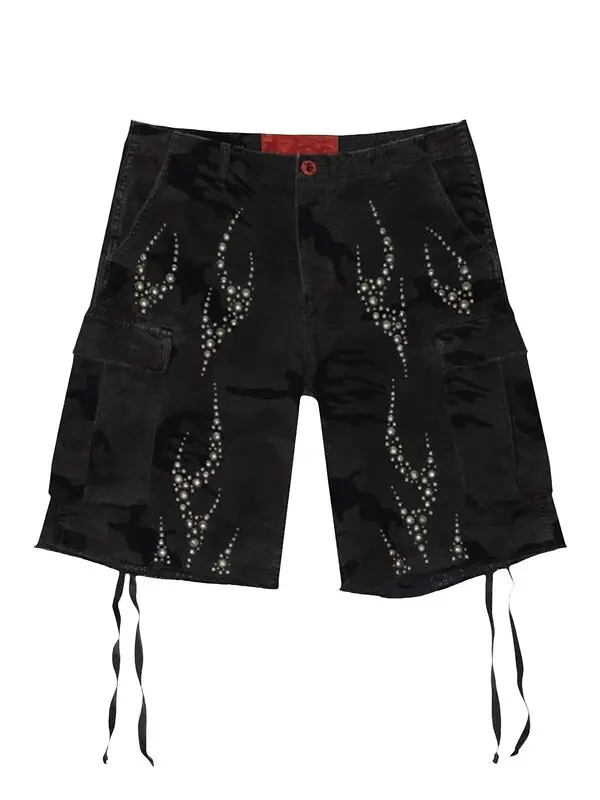 HELLSTAR Studded Cargo Shorts - Black
