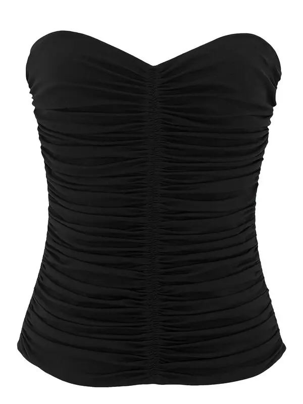 Saint Laurent Ruched Strapless Top - Black
