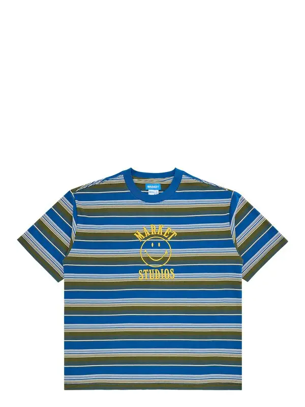 MARKET Smiley Lockup Striped T-shirt - Blue