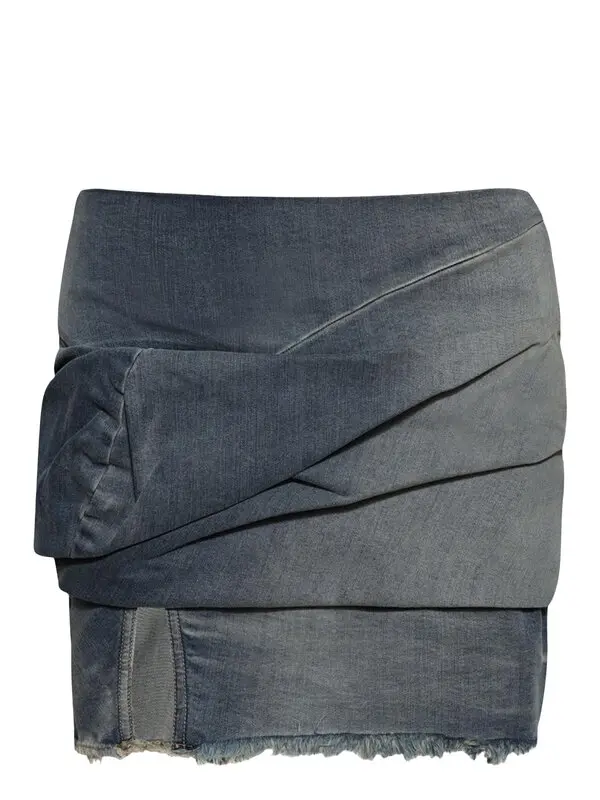 Rick Owens Drape Denim Mini Skirt - Blue