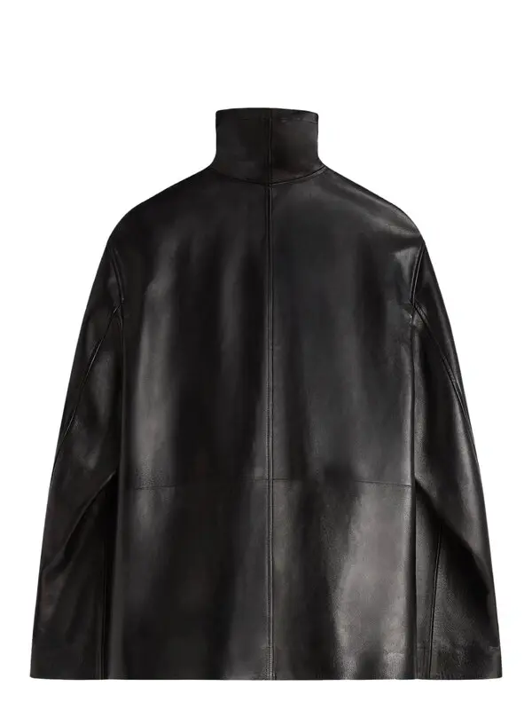 Phoebe Philo Leather Funnel Jacket - Black