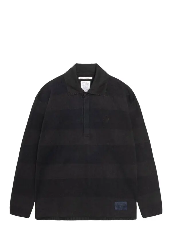 StÜssy X Our Legacy Work Shop Rugby Mud Overdye Stripe - Black
