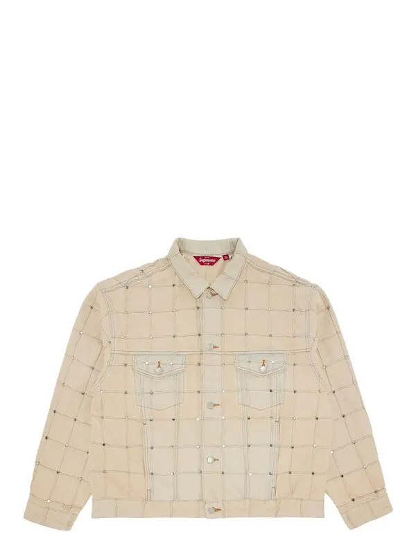 Supreme Studded Seam Denim Trucker Jacket - Cream