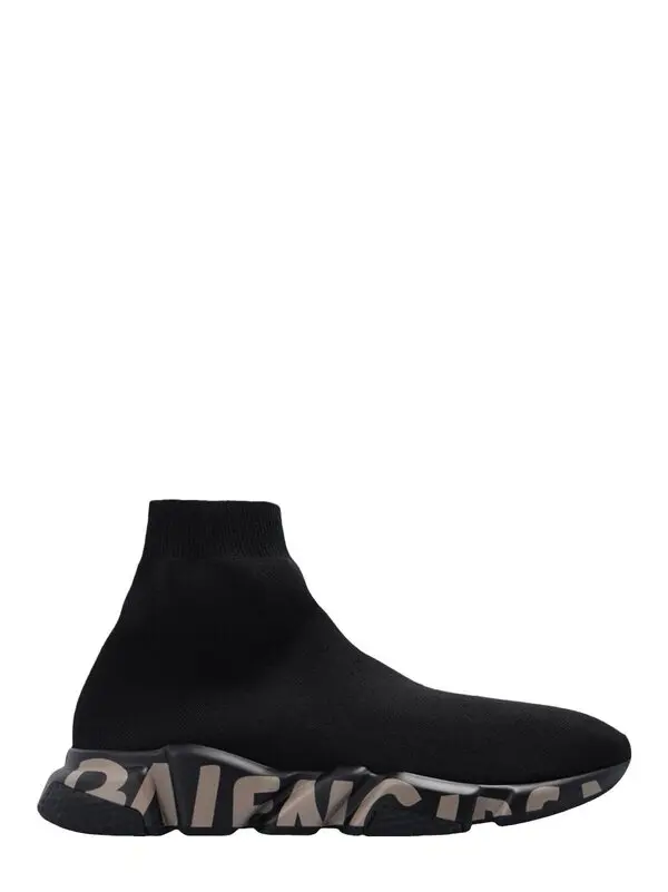 Balenciaga Speed Sneaker With Graffiti Midsole - Black