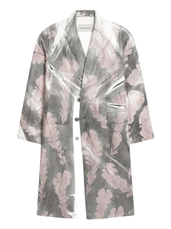 Dries Van Noten Hand Printed Coat - Grey