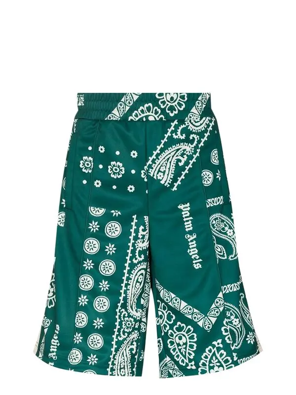 Palm Angels Bandana Print Track Short - Green