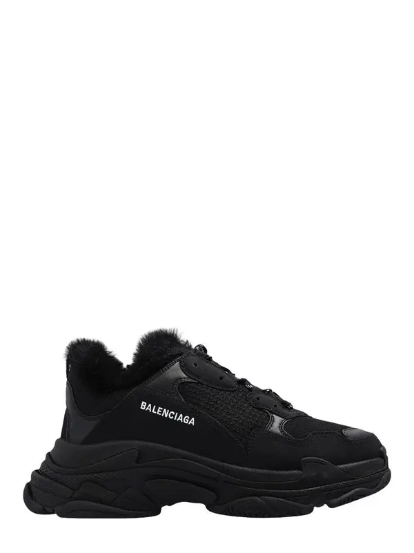 Balenciaga Triple S Faux Fur Sneaker - Black