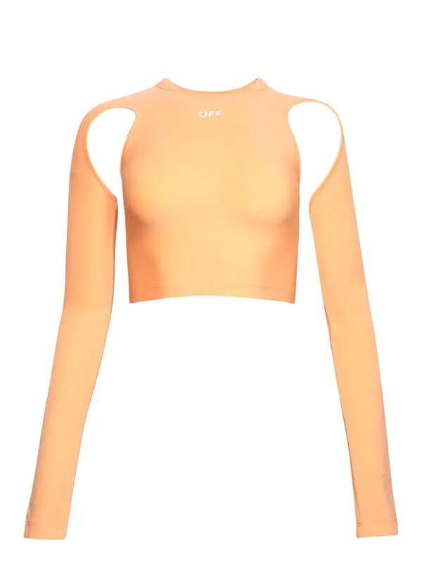 Off-White Sleek Long-sleeve Crop Top - Orange