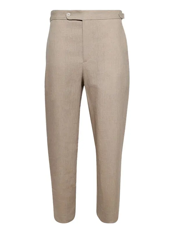BODE Lightweight Linen Side Buckle Trousers - Tan