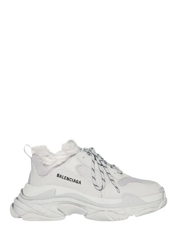 Balenciaga Triple S Faux Fur Sneakers - Grey