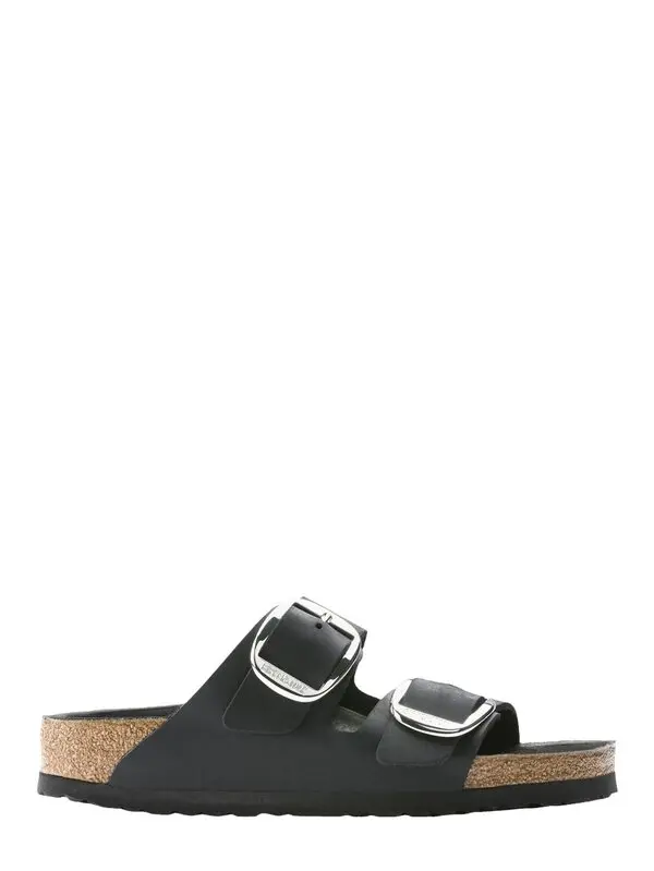 BIRKENSTOCK Arizona Big Buckle Oiled Leather Narrow Sandals - Black