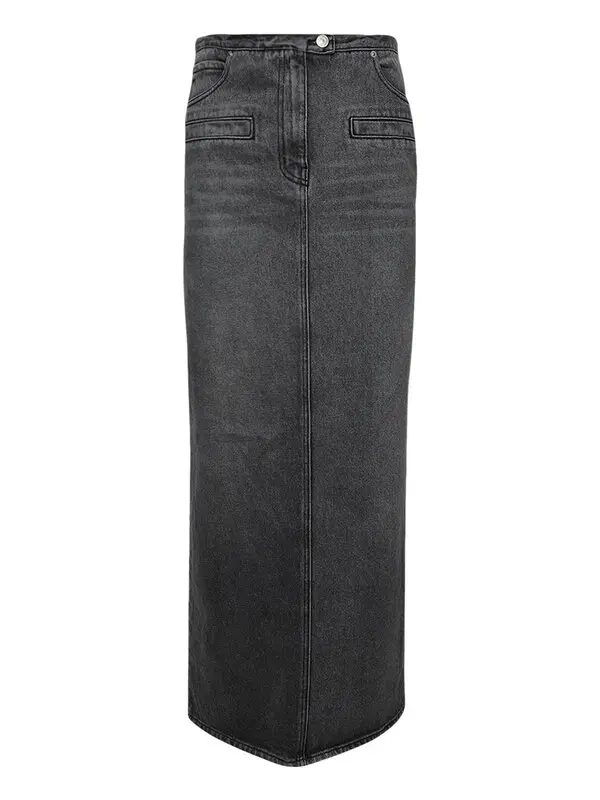 COURREGES Heritage Stone Denim Long Skirt - Grey