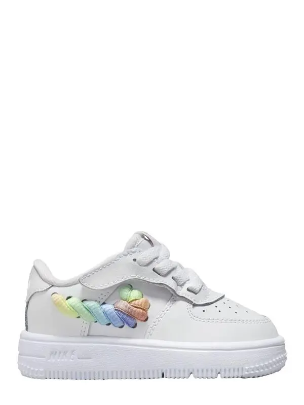 Nike Force 1 Low Lv8 Easyon Td Sneakers With Rainbow Lace Swoosh - Cream