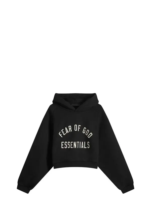 Fear Of God Fleece Cropped Hoodie - Black