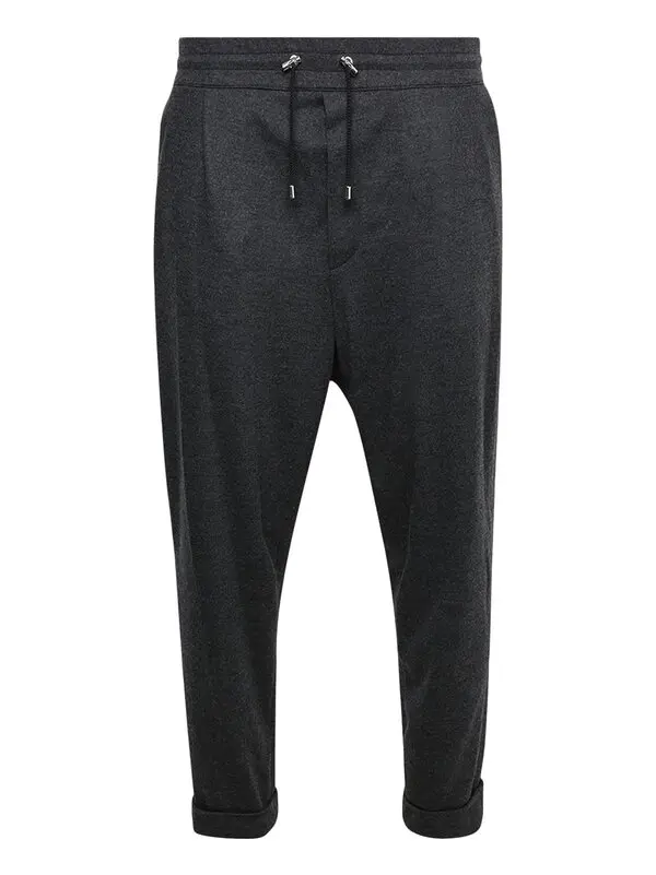 Balmain Low Crotch Elastic Belted Flannel Pants - Black