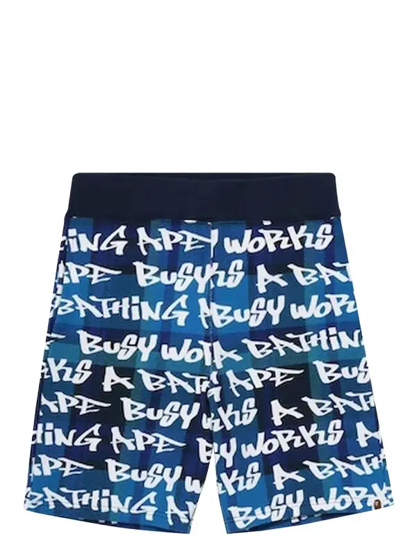 A BATHING APE Graffiti Check Shorts - Blue