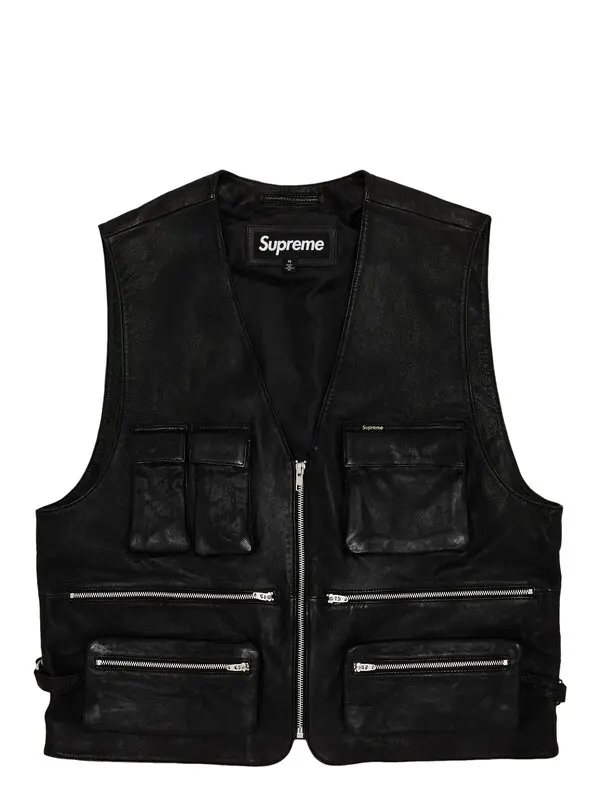 Supreme Leather Cargo Vest - Black
