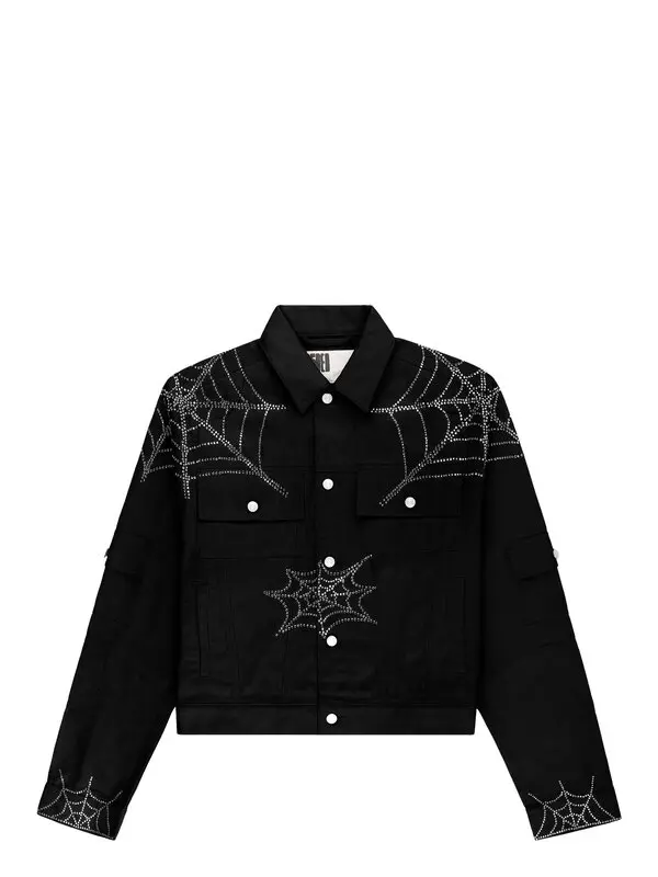 SP5DER Web Denim Cropped Trucker Jacket - Black