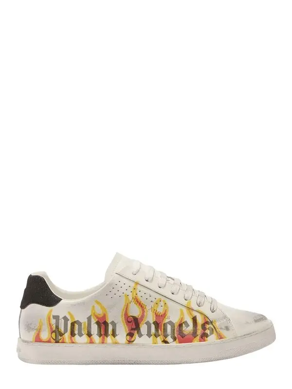 Palm Angels Palm One Distressed Flames Sneakers - White