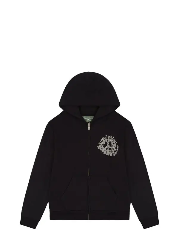 DENIM TEARS University Zip Hoodie - Black