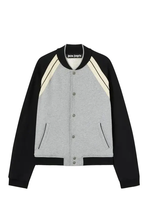 Palm Angels Curved Logo Track Varsity Jacket - Grey