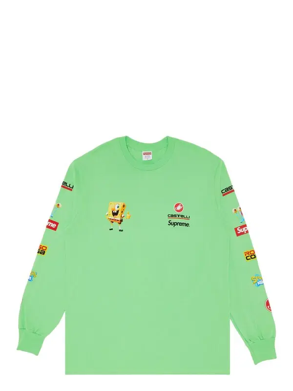 Supreme X Spongebob Squarepants X Castelli Racing Long-sleeve Tee - Green