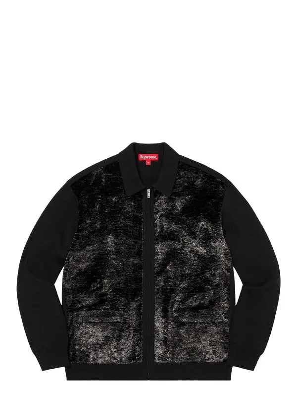 Supreme Faux Fur Zip-up Cardigan - Black
