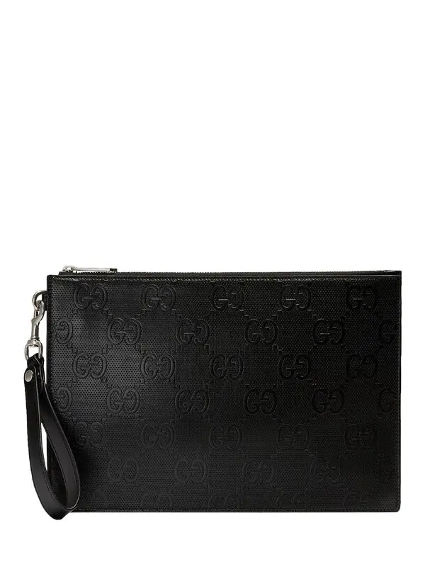 Gucci Gg Embossed Pouch - Black