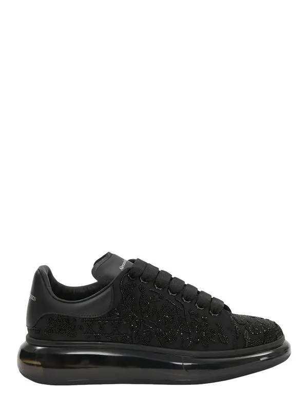 Alexander McQueen Oversized Sneaker With Botanical Beads Embroidery - Black