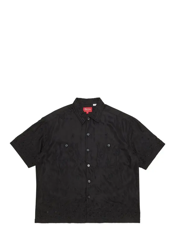 Supreme Embroidered Short Sleeve Shirt - Black