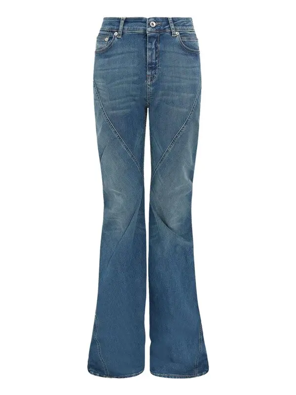 Rick Owens Denim Bias Bootcut Jeans - Blue