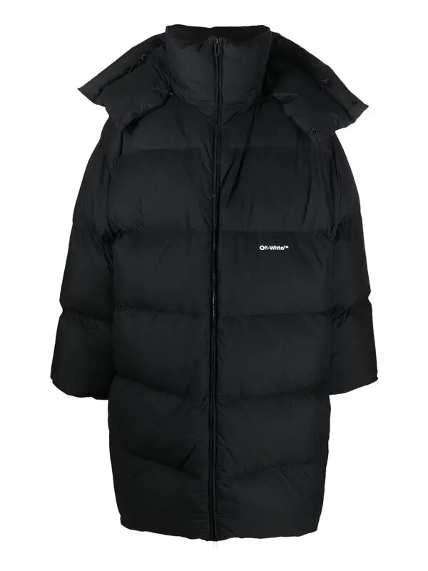 Off-White Bounce Hooded Down Long Puffer - Black