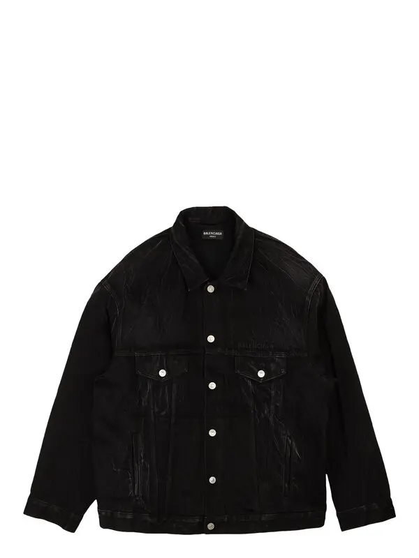 Balenciaga Paris Oversized Denim Jacket - Black