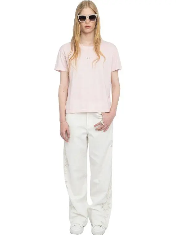 Zadig&Voltaire Marta Rhinestone Wing T-shirt - Pink / Stripe
